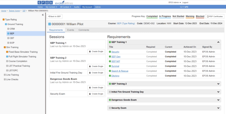 Aviation Training Management | EFOS Training Management Suite